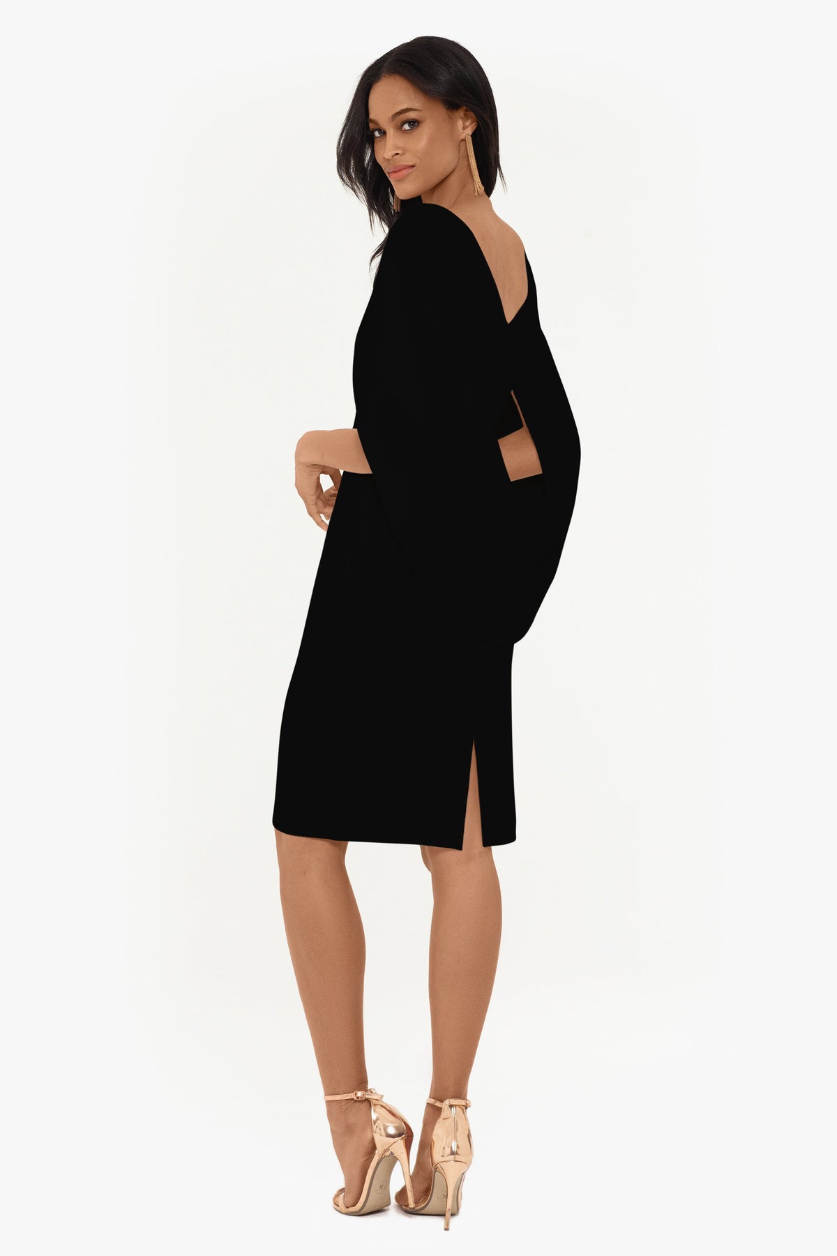 "Jordan" Short Scuba Crape Draped Back Dress – Betsy & Adam
