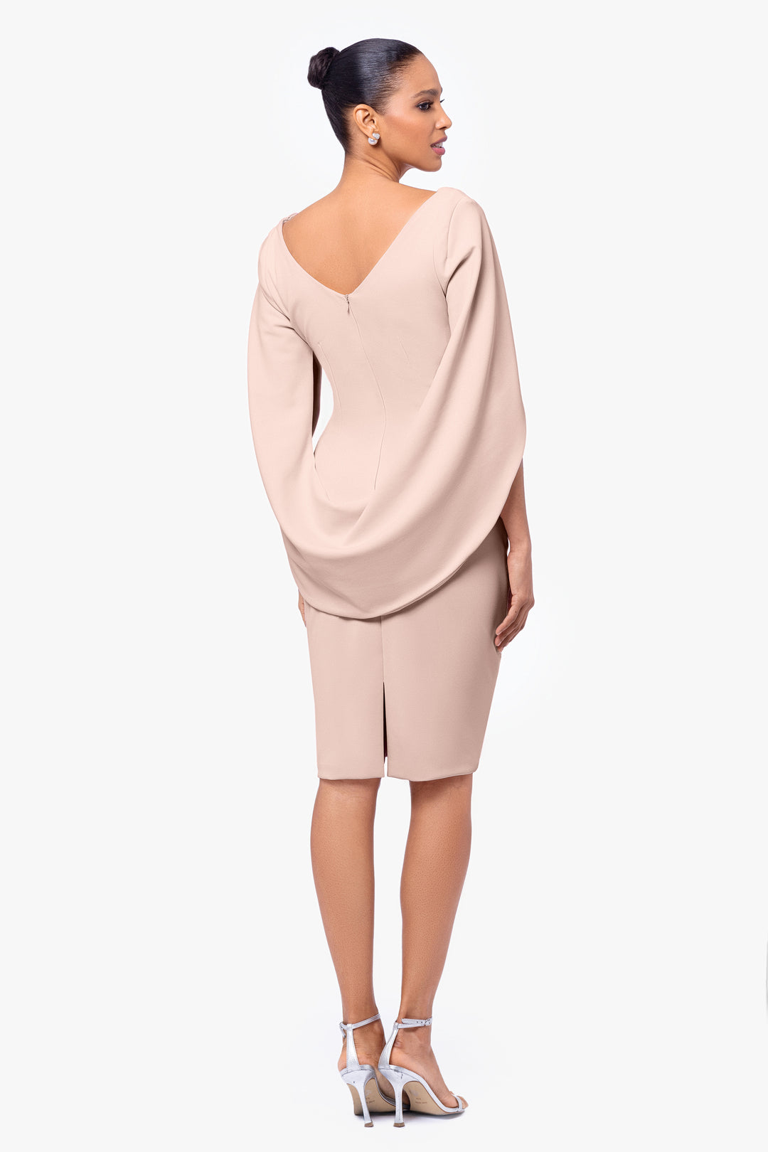 "Jordan" Short Scuba Crape Draped Back Dress – Betsy & Adam