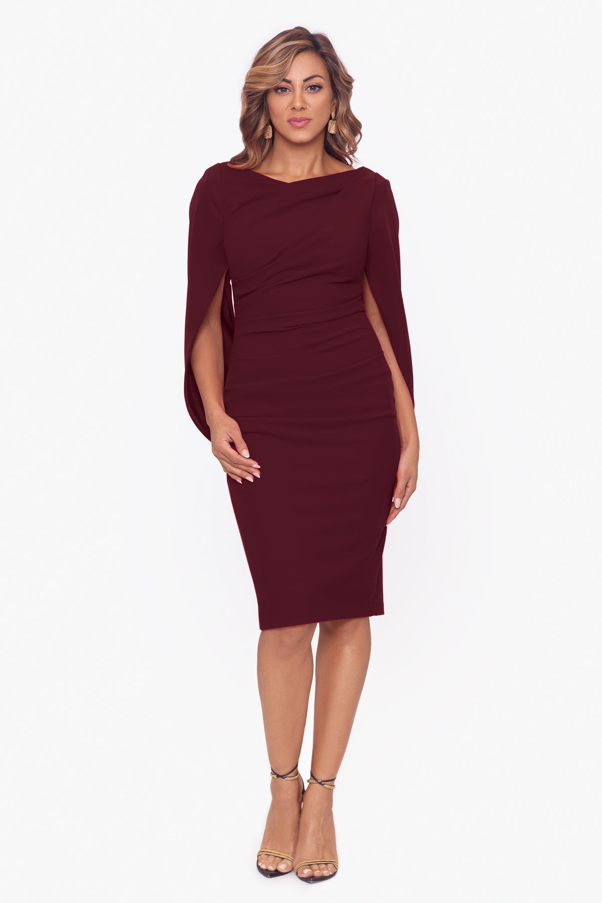 Petite "Jordan" Short Scuba Crape Draped Back Dress – Betsy & Adam