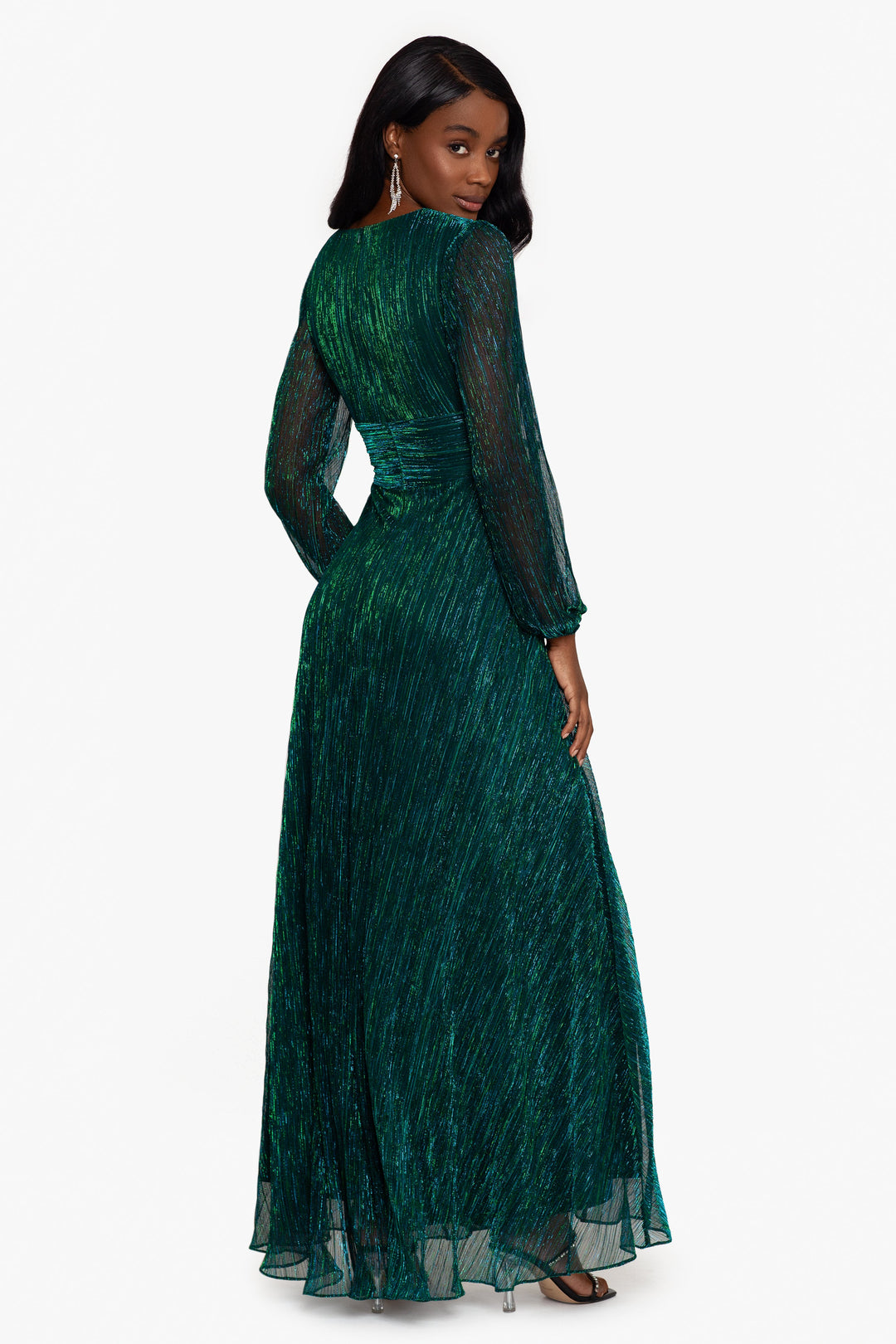 "Alexa" Long Sleeve Metallic Knit Dress – Betsy & Adam